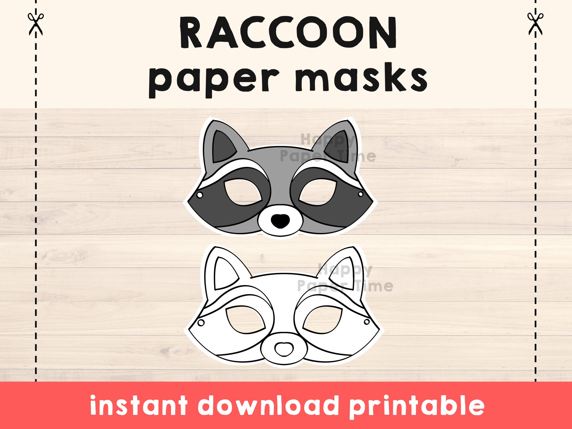 Raccoon Face Mask Template