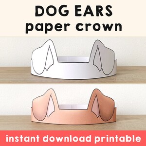 Dog Ears Paper Crown Party Coloring Printable Kids Craft Puppy Costume ...