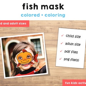 Fish Mask Template Costume Kids Diy Ocean Sea Animal Party Fun Favor ...