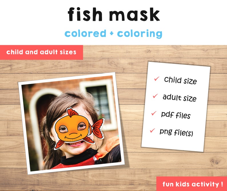 Fish mask template costume kids diy ocean sea animal party fun | Etsy