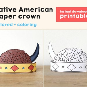 Native American Paper Craft Bison Headdress Crown Party - Etsy
