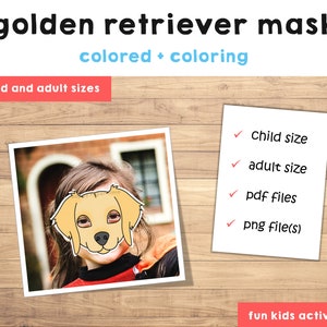 Golden Retriever Dog Mask Animal Mask Party Favor Labrador Printable ...