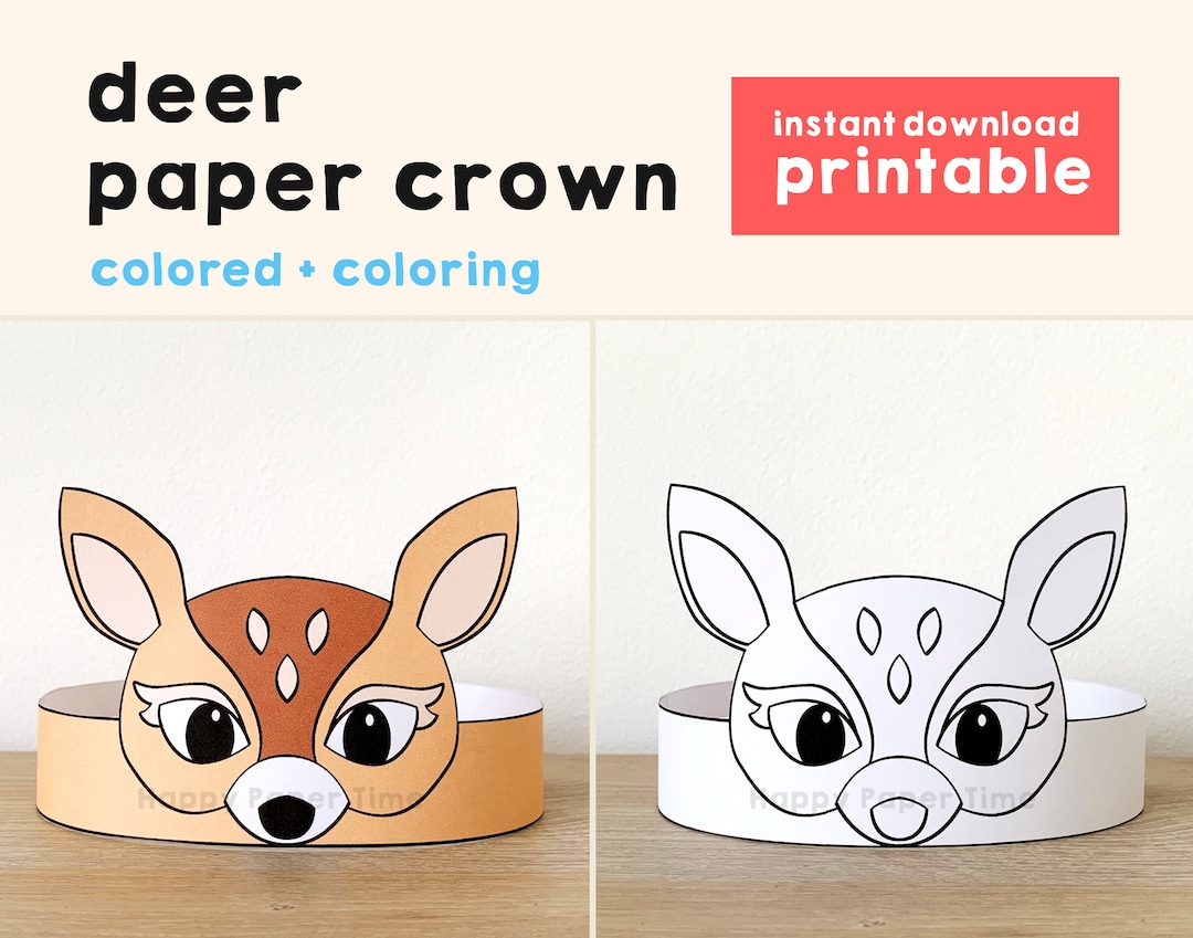 Deer Paper Crown Party Printable Kids Craft Woodland Birthday Gift ...