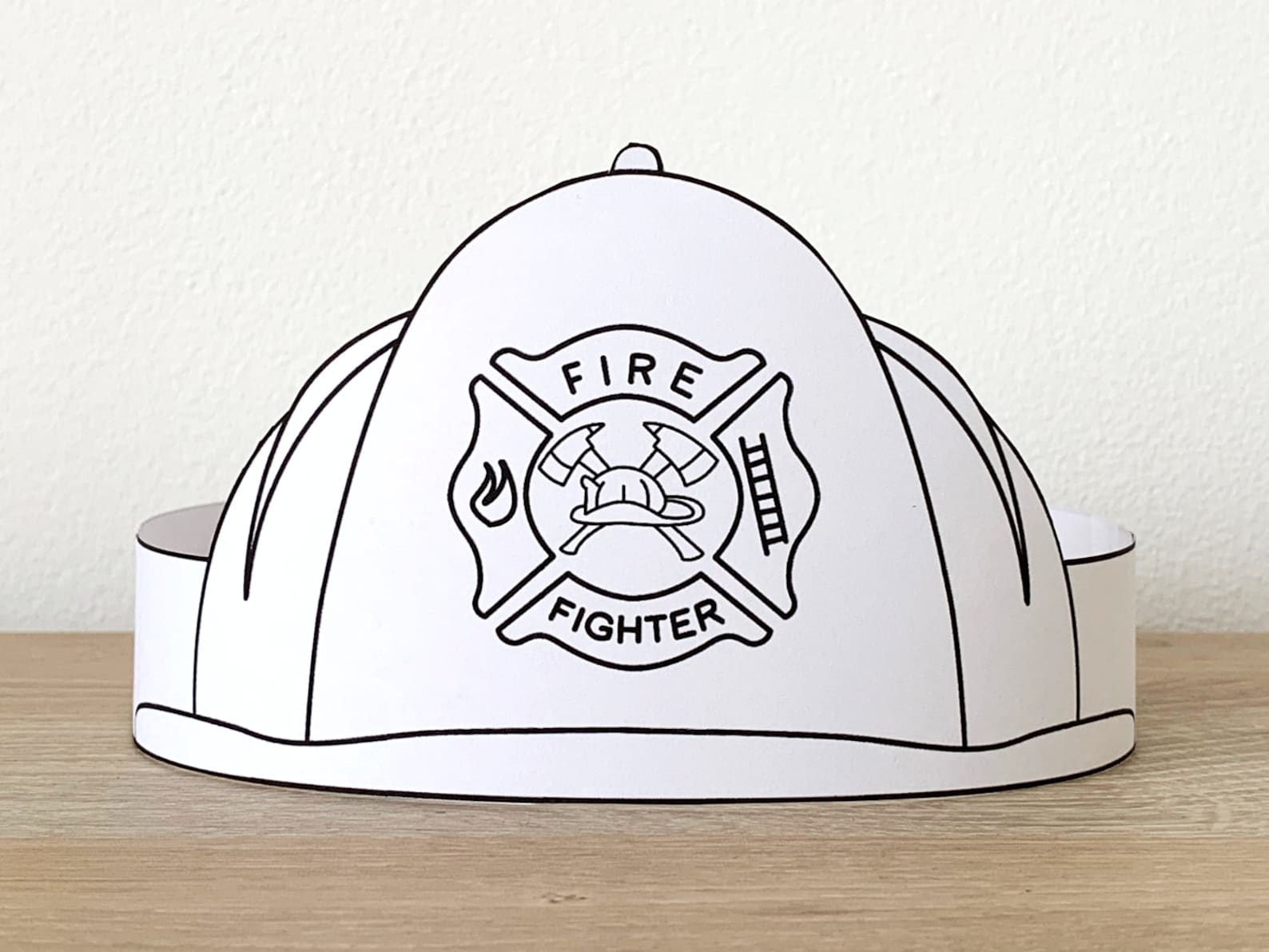 Firefighter Helmet Paper Crown Party Coloring Printable Kids | Etsy
