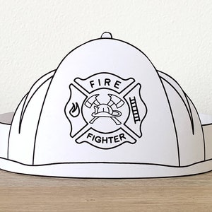 Firefighter Helmet Paper Crown Party Coloring Printable Kids Craft ...