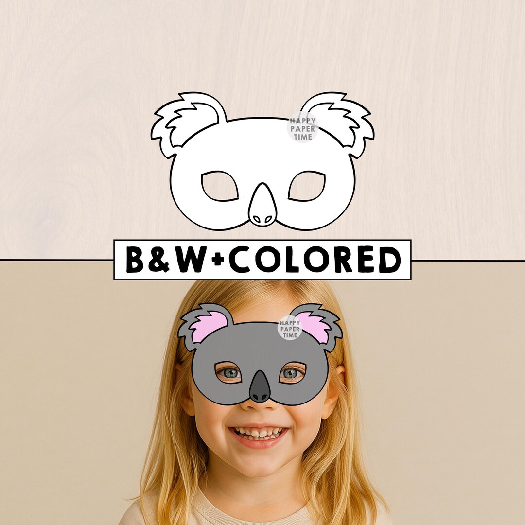 Koala Mask Printable, Koala Costume, Koala Birthday Theme Australian ...