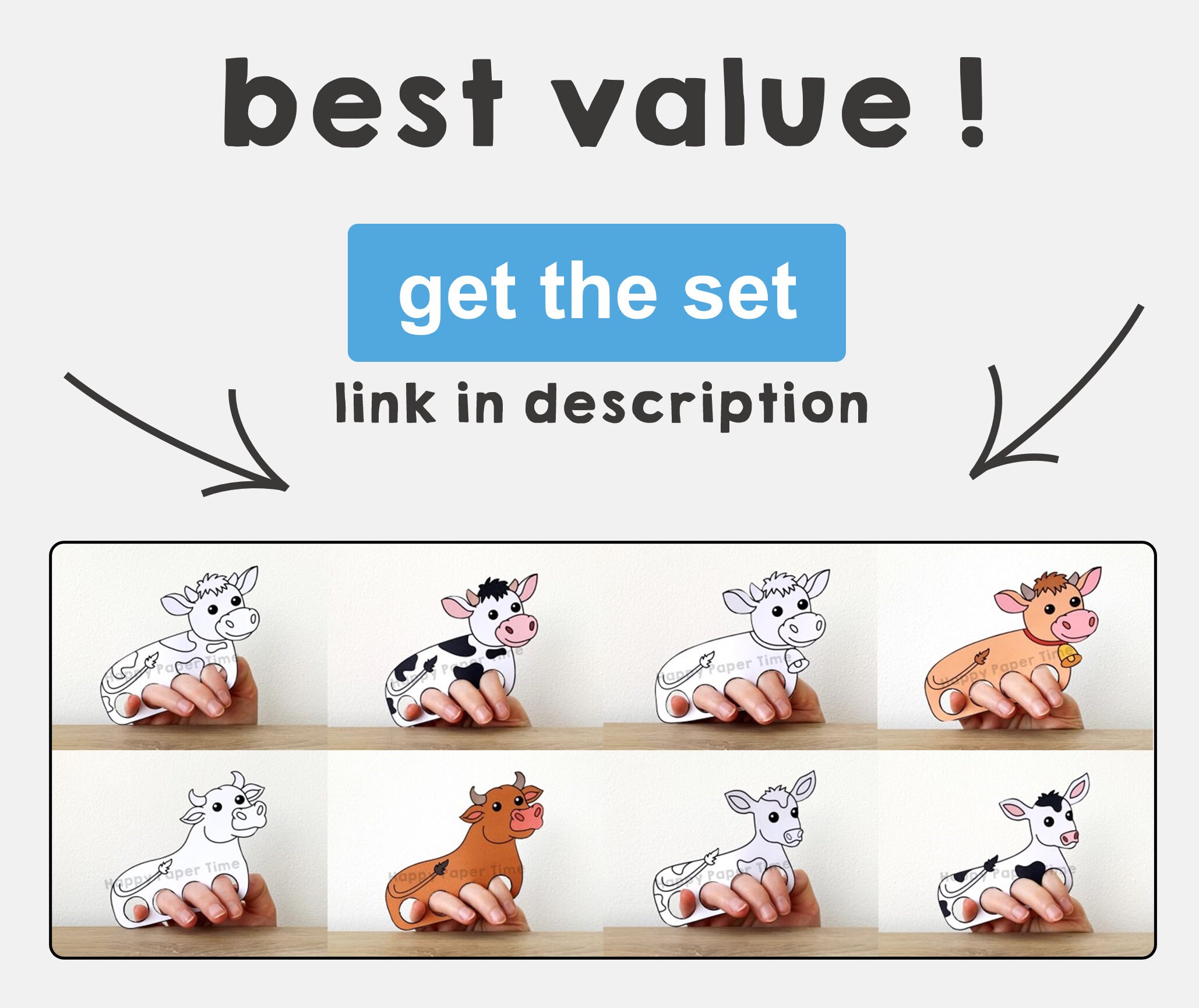 Cow Paper Craft Printable Farm Animal Finger Puppet Kids Craft - Etsy