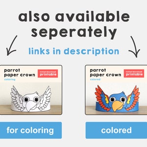 Parrot Paper Crown Headband Pet Animal Printable Kids Craft Bird Party ...