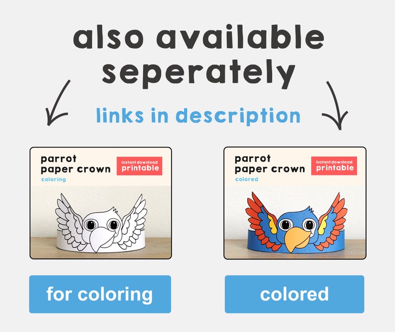 Parrot Paper Crown Headband Pet Animal Printable Kids Craft - Etsy