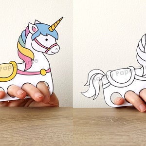 Unicorn Paper Craft Printable Finger Puppet Kids Craft Unicorn Birthday ...