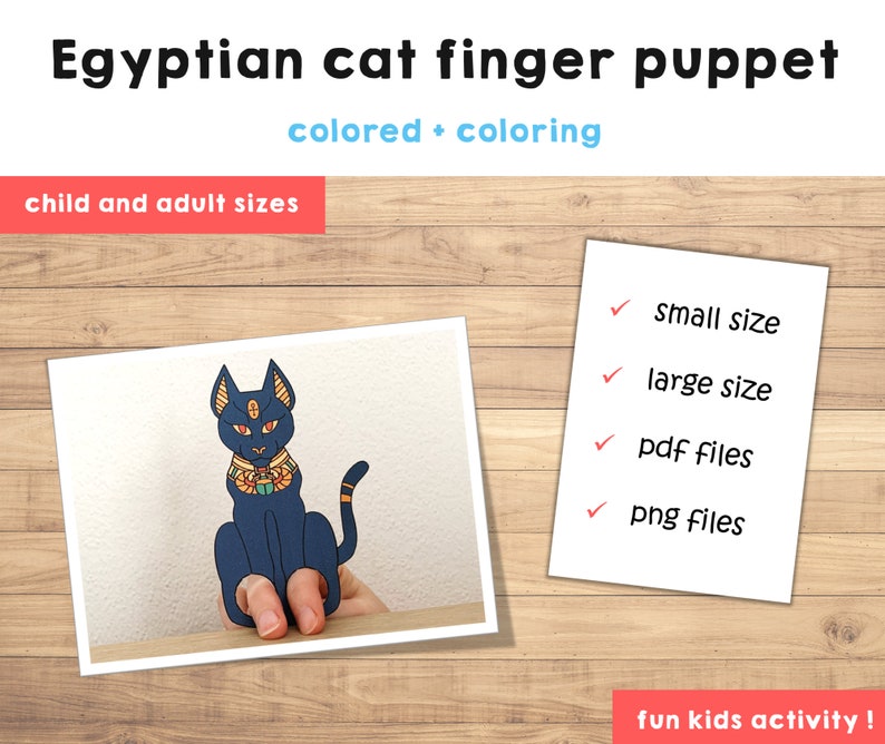Egyptian Cat Paper Craft Printable Ancient Egypt Finger God - Etsy