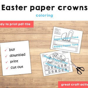 Easter Paper Crown Coloring Headband Easter Spring Cut Out Party ...