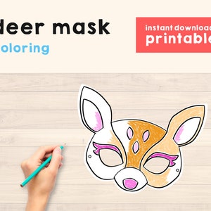 Deer mask printable deer party printable gift deer costume | Etsy