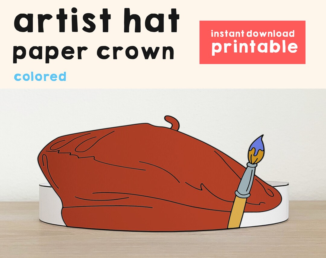 Artist Hat Painter Paper Crown French Party Headband Printable - Etsy