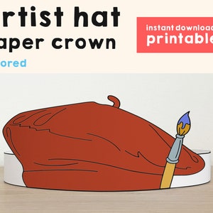 Artist Hat Painter Paper Crown French Party Headband Printable - Etsy