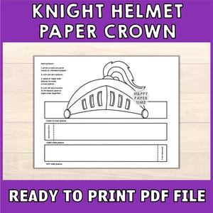 Knight Paper Helmet Crown Template Fantasy Party Headband Coloring ...