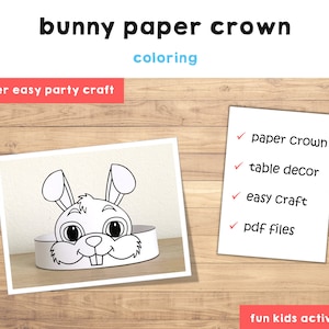 Bunny Paper Crown Headband Coloring Pet Animal Printable Kids Craft ...
