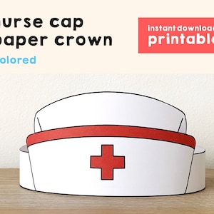 Nurse Cap Hat Paper Crown Party Coloring Printable Kids Craft | Etsy