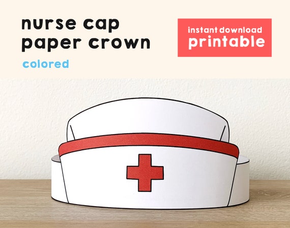 Nurse Cap Hat Paper Crown Party Coloring Printable Kids Craft | Etsy