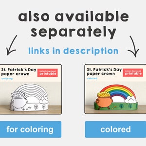 St Patrick's Day Paper Crown Headband Pot of Gold Rainbow Party ...