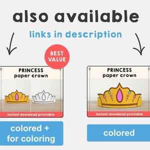 Princess Paper Crown Template Fantasy Medieval Party Headband Coloring ...