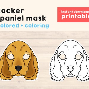Cocker Spaniel Dog Mask Animal Mask Party Favor King Charles Printable ...