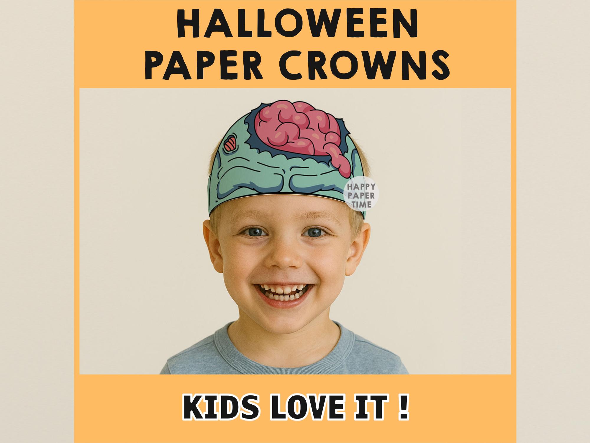 Halloween Paper Crowns Witch Zombie Bat Devil Frankenstein Printable ...