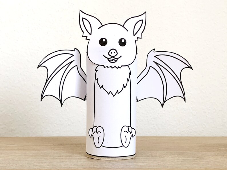 Bat Toilet Paper Roll Craft Halloween Spooky Party Coloring | Etsy