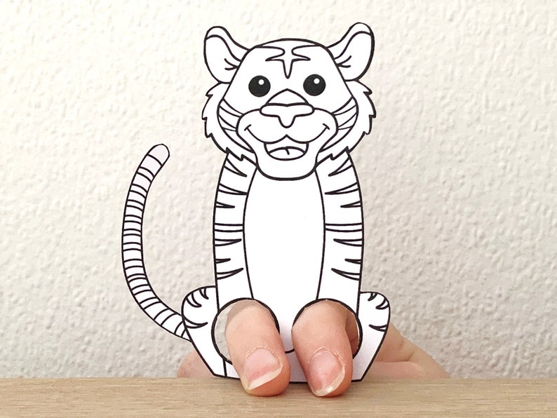 Tiger Paper Craft Printable Asian Animal Finger Puppet Kids | Etsy