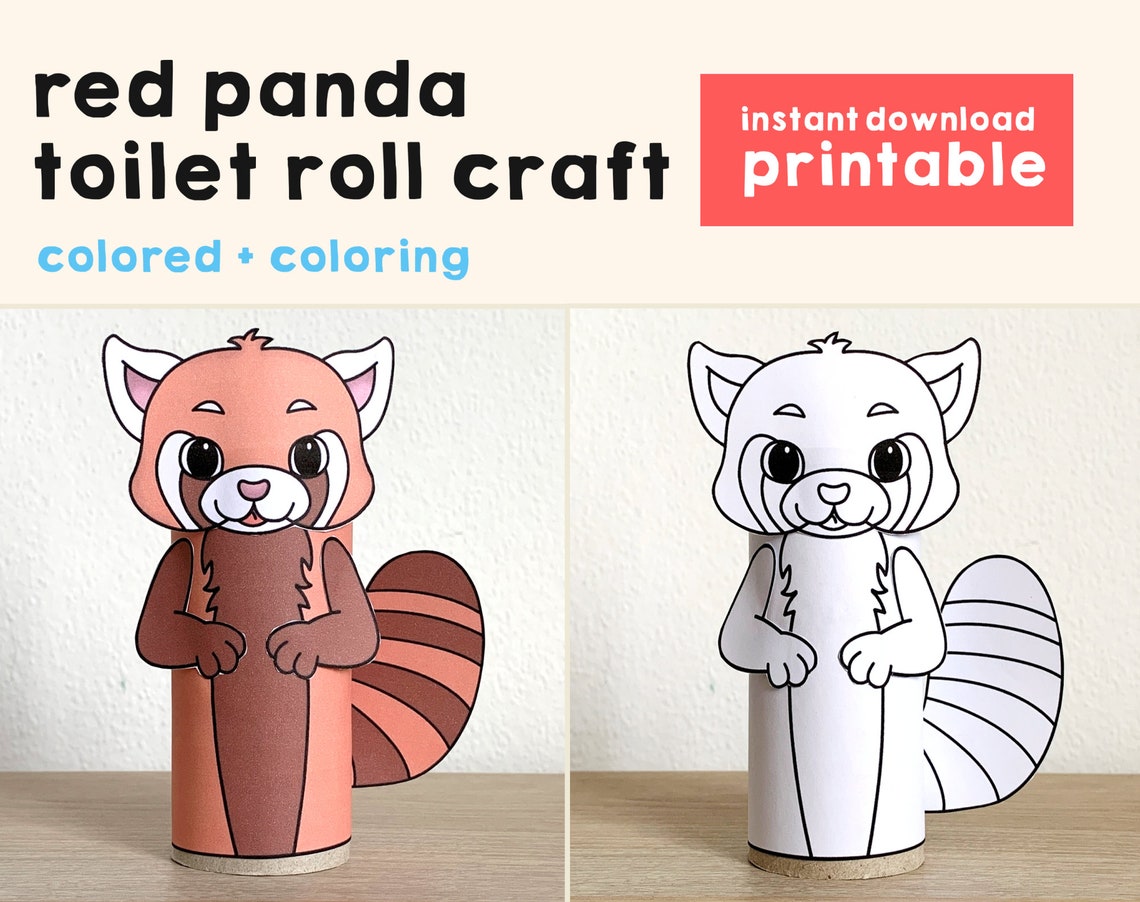 Red Panda Toilet Paper Roll Craft Asian Animal Jungle Party - Etsy
