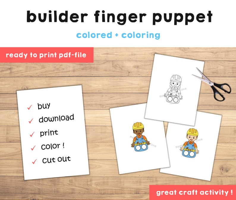 Construction Worker Paper Craft Printable Community Helper - Etsy