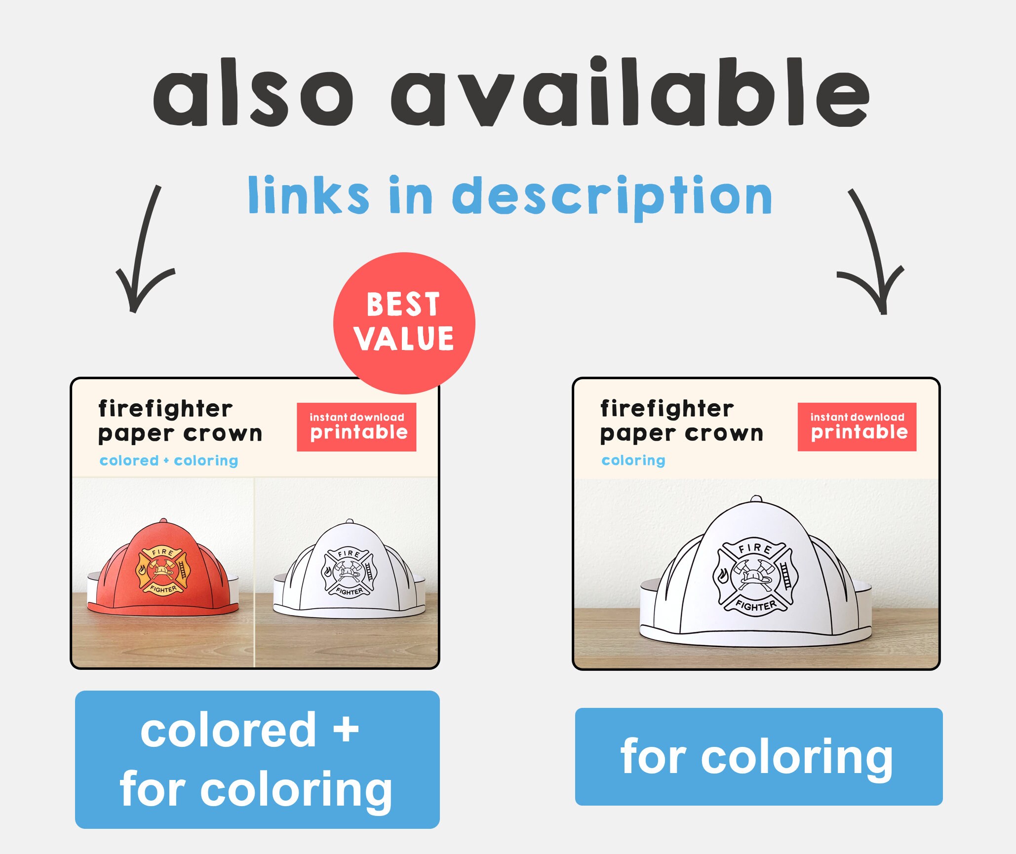Firefighter Helmet Paper Crown Party Template Printable Kids - Etsy