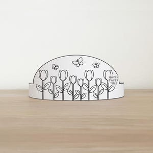 Tulips Flower Paper Crown Party Coloring Printable Kids Craft Spring ...