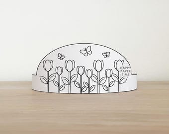 Sunflower Craft Printable Flower Crown Coloring Template DIY Paper ...