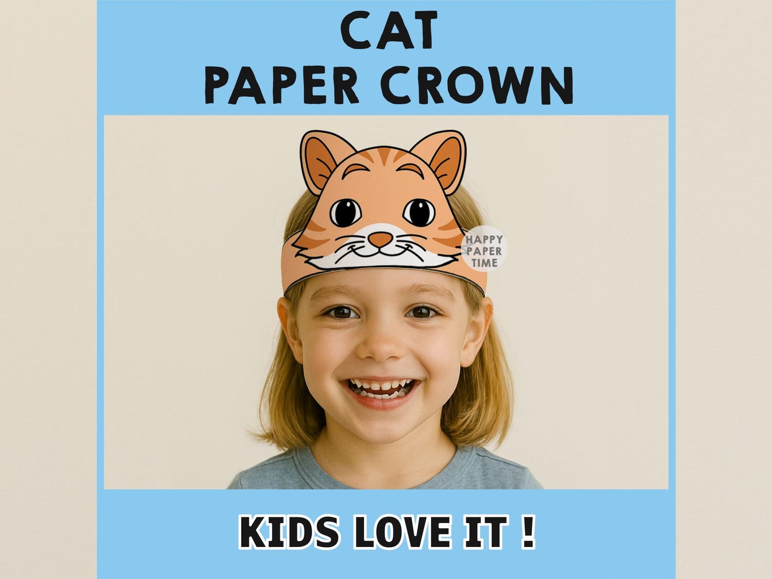 Cat Paper Crown Headband Pet Animal Printable Kids Craft Kitten Party ...