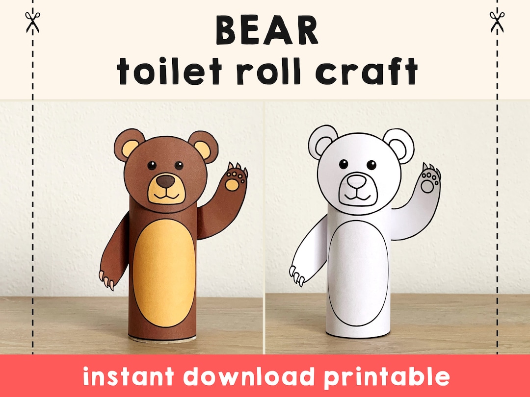 Bear Toilet Paper Roll Craft Forest Woodland Party Coloring Printable ...