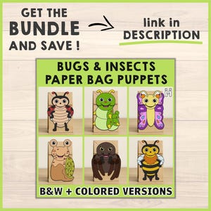 Ladybug Paper Bag Puppet Printable Spring Bugs Insects Animal Craft ...