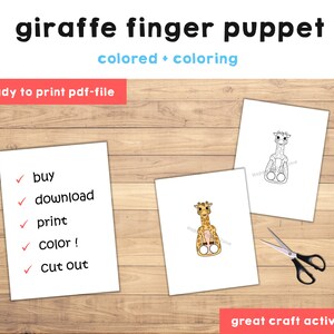 Giraffe Paper Craft Printable African Animal Finger Puppet Kids Craft ...