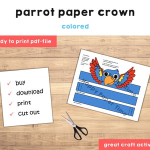 Parrot Paper Crown Headband Pet Animal Printable Kids Craft Bird Party ...