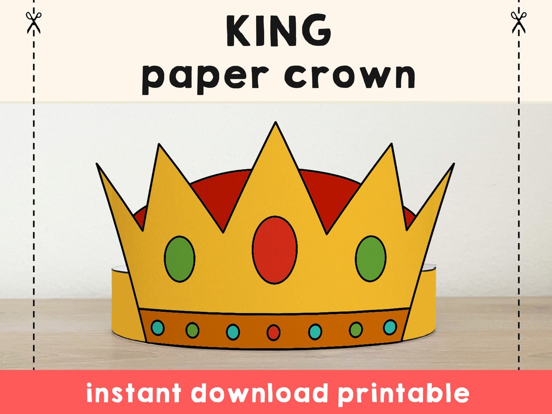 King Paper Crown Template Fantasy Medieval Party Headband Costume ...