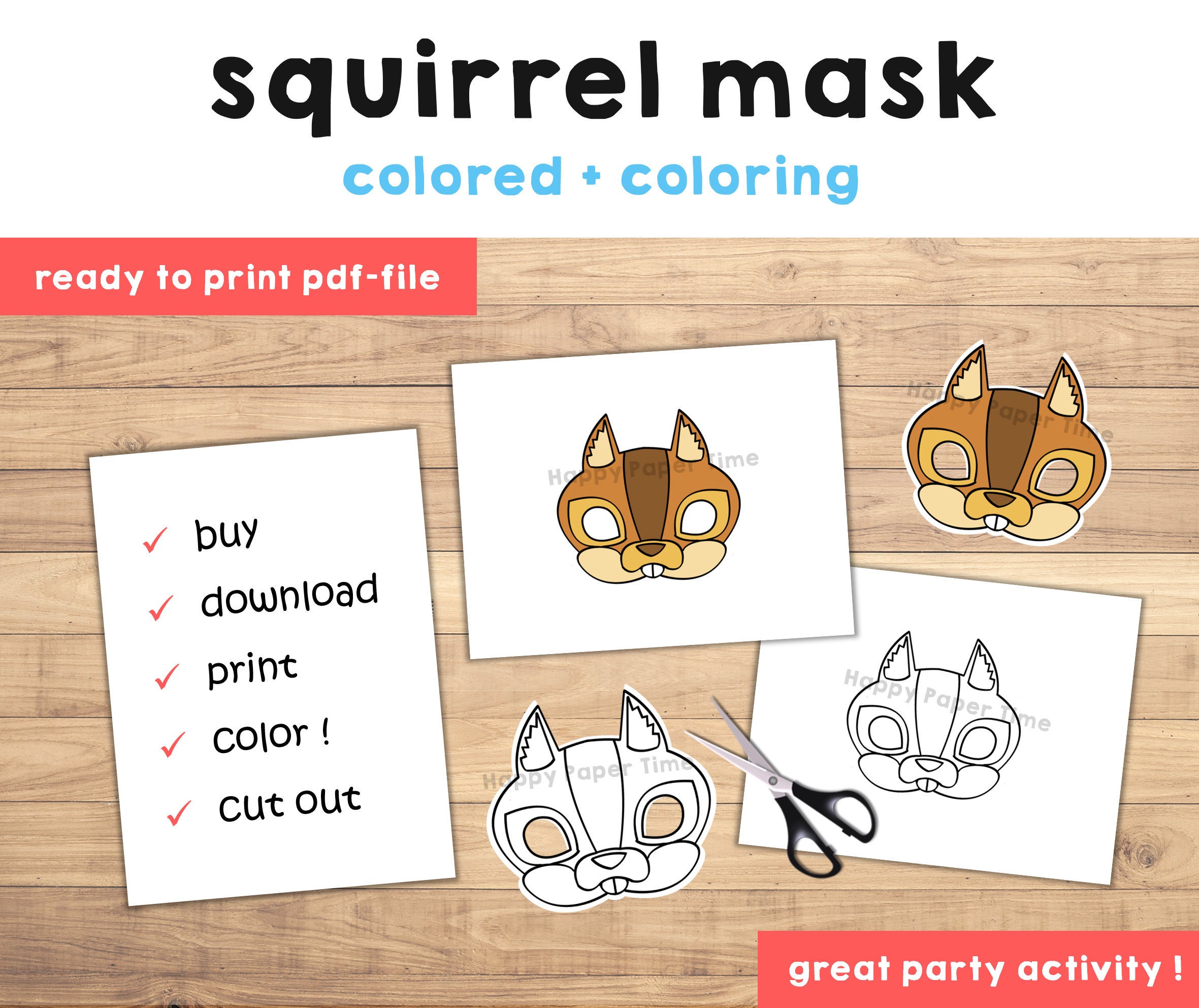 Squirrel Mask Template Printable