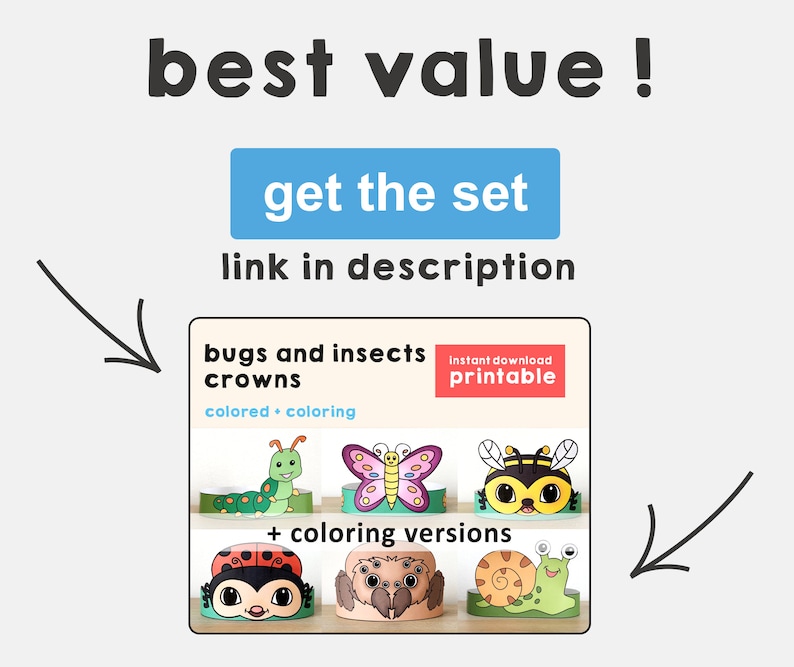 Bee Paper Crown Party Coloring Printable Kids Craft Insect - Etsy