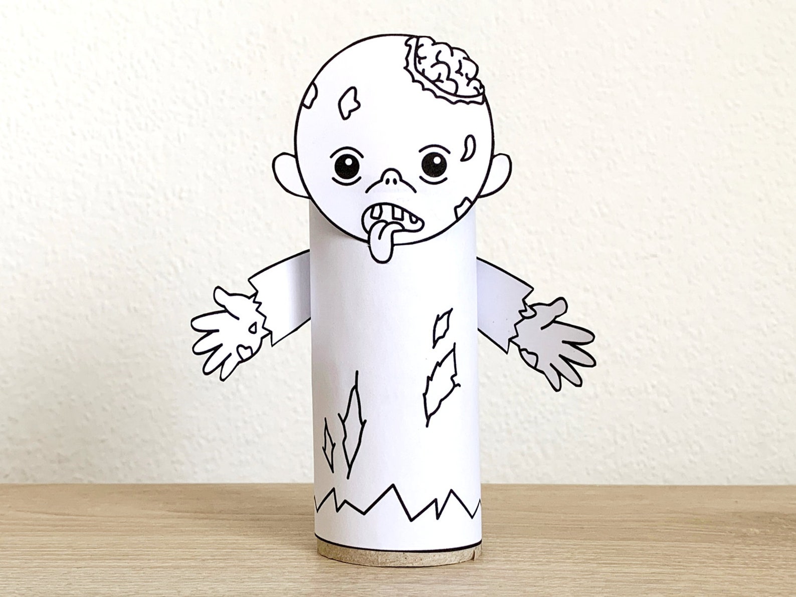 Zombie Toilet Paper Roll Craft Halloween Spooky Party Coloring - Etsy