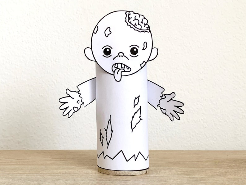 Zombie Toilet Paper Roll Craft Halloween Spooky Party Coloring - Etsy