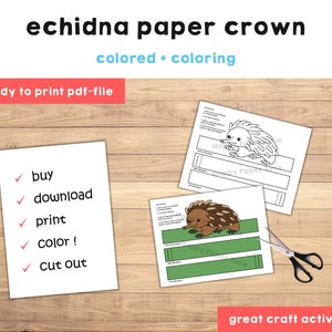 Echidna Paper Crown Australian Animal Template Coloring Activity ...