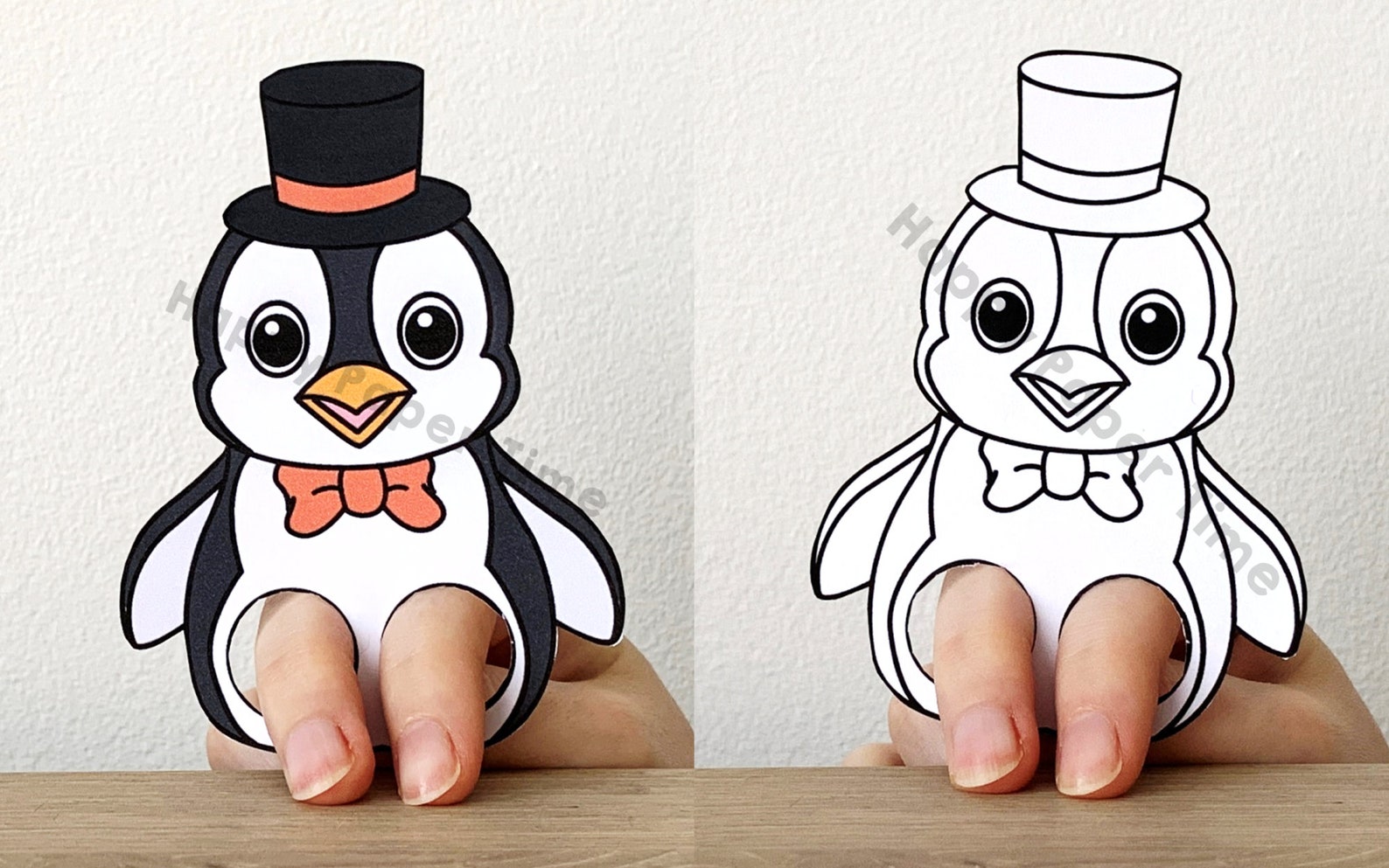 Penguin Paper Craft Printable Finger Puppet Template Kids | Etsy
