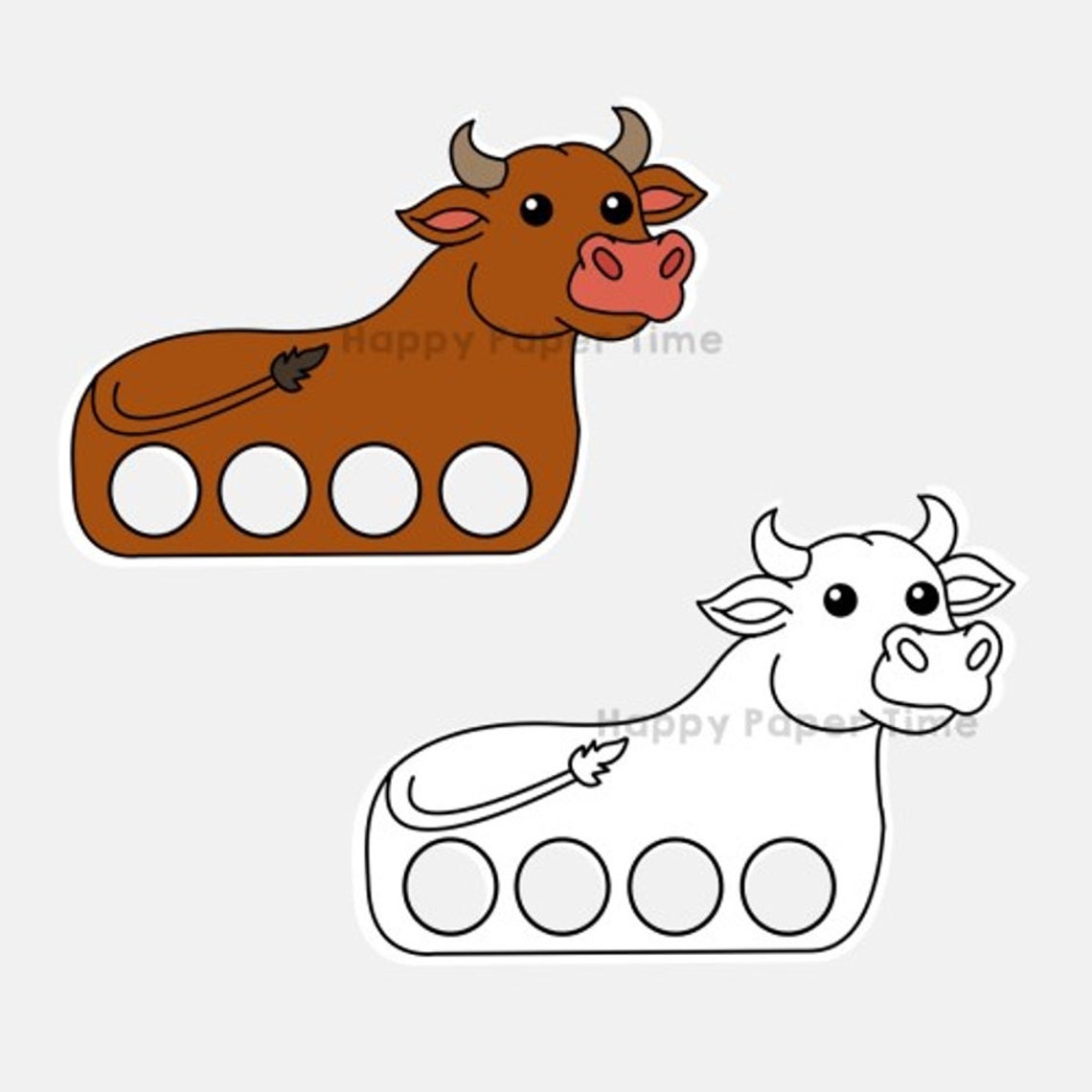 Bull Paper Craft Printable Farm Animal Finger Puppet Kids | Etsy