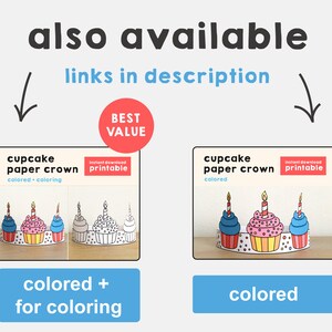 Birthday Cupcake Paper Crown Party Activity Printable Kids Coloring ...