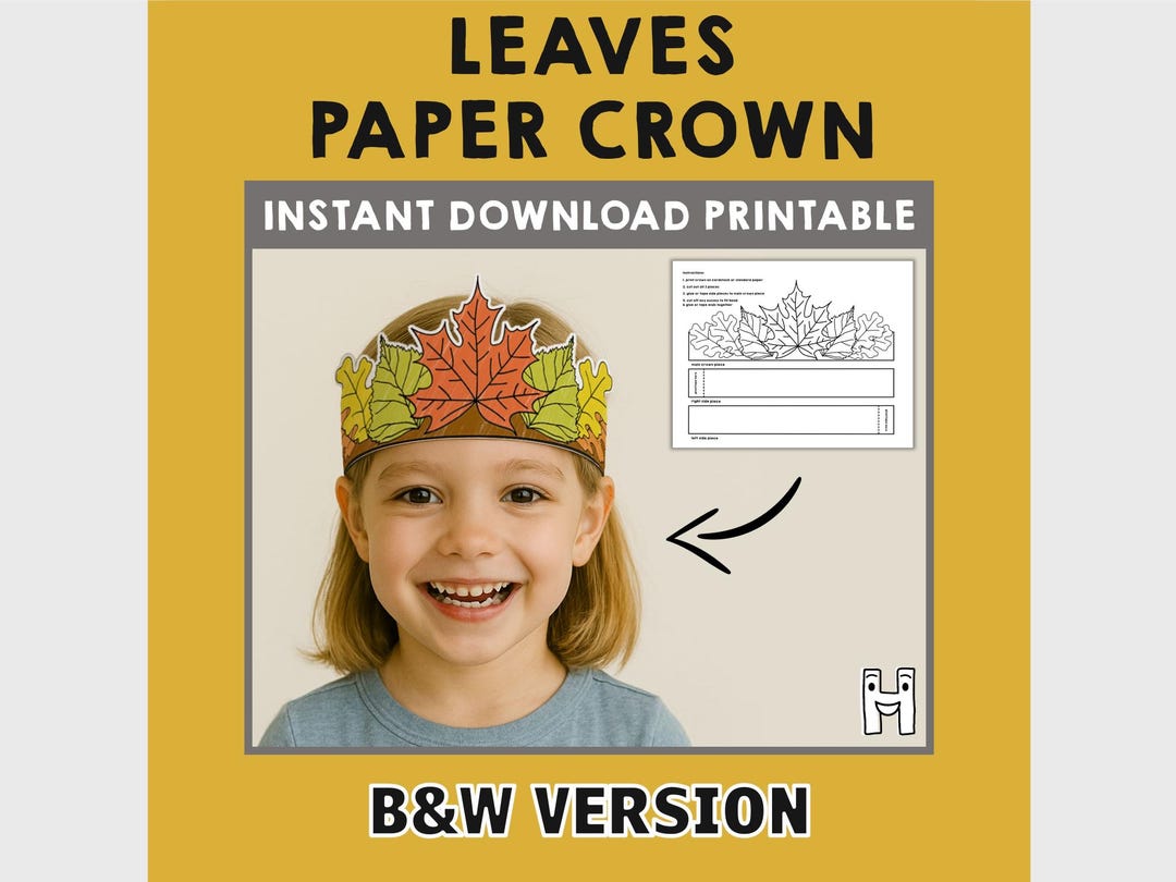 Fall Leaves Paper Crown Thanksgiving Autumn Party Coloring Printable ...