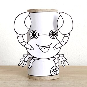 Crab Toilet Paper Roll Craft Ocean Animal Beach Sea Party Coloring ...